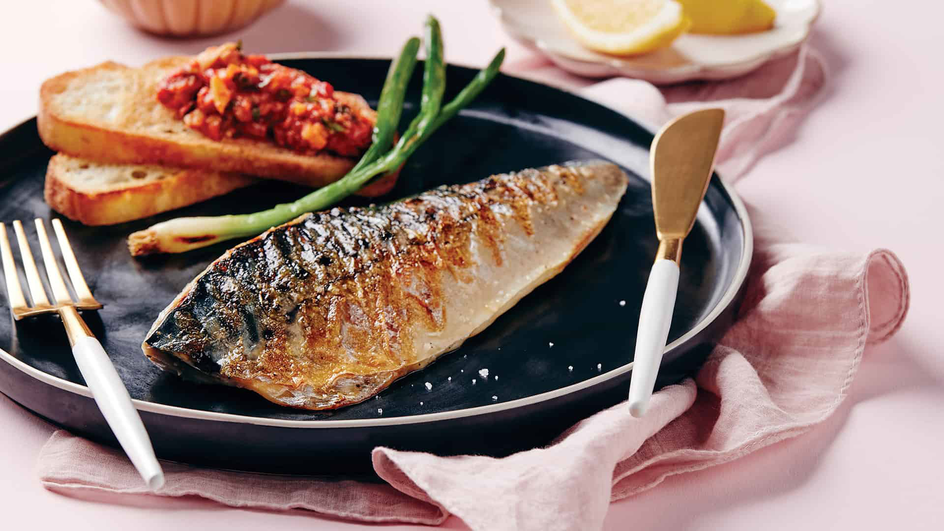 Recipe: Grilled Mackerel with Chunky Romesco Sauce and Scallions ...